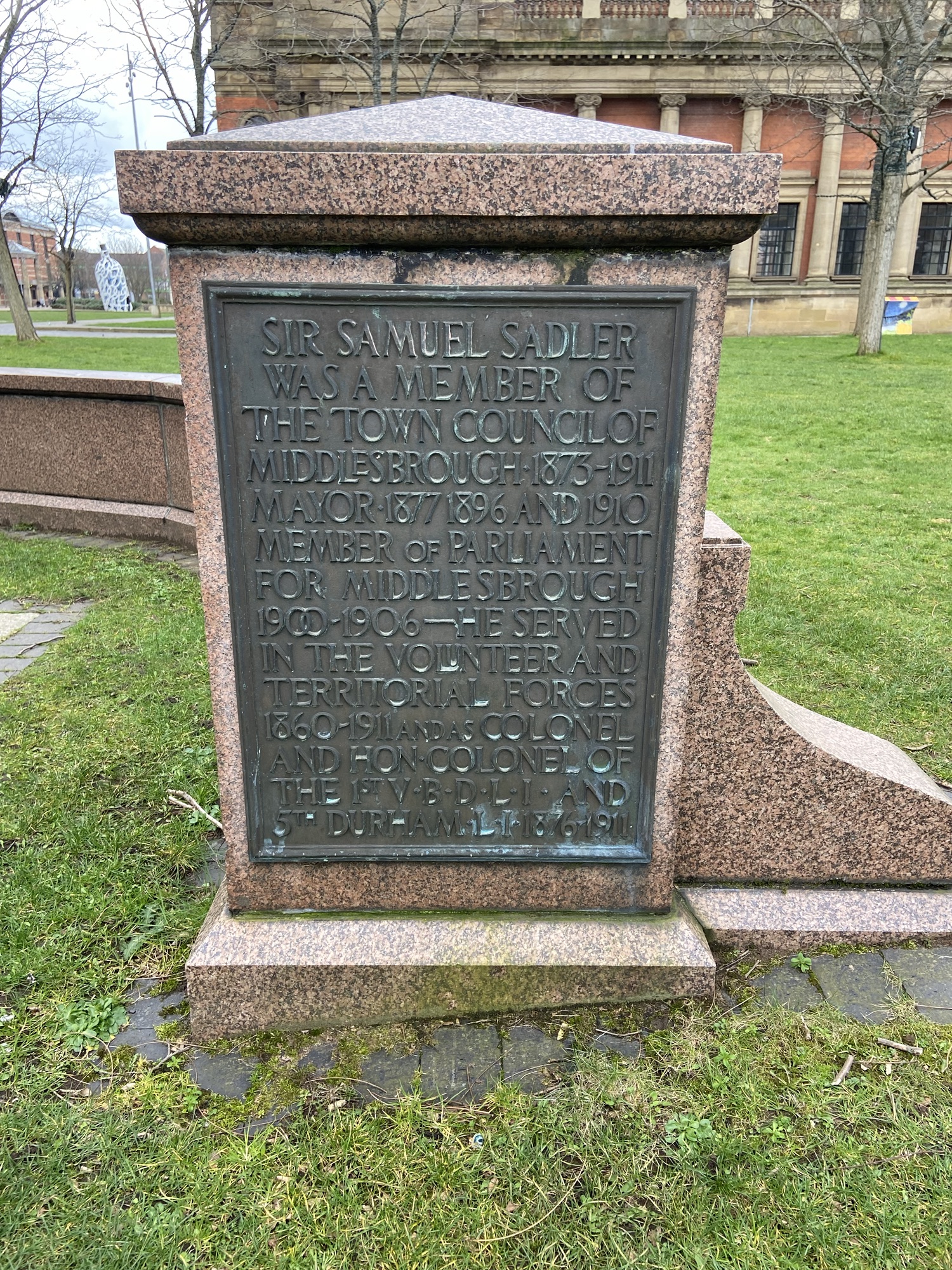 Samuel Sadler (Middlesbrough, Édouard Lantéri, 1913) – North East Statues